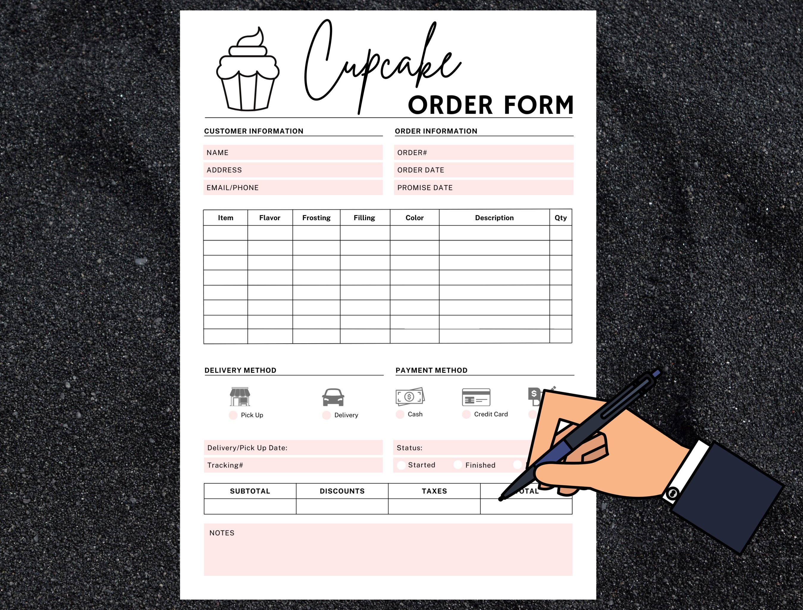 Cupcake Order Form Printable, Custom Cupcake Order Form, Order Form for ...