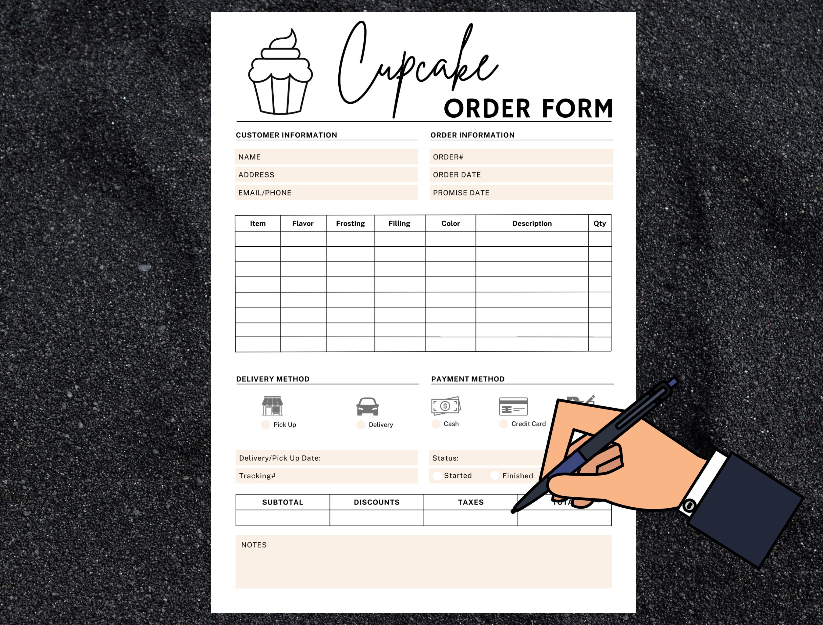 Cupcake Order Form Printable, Custom Cupcake Order Form, Order Form for ...