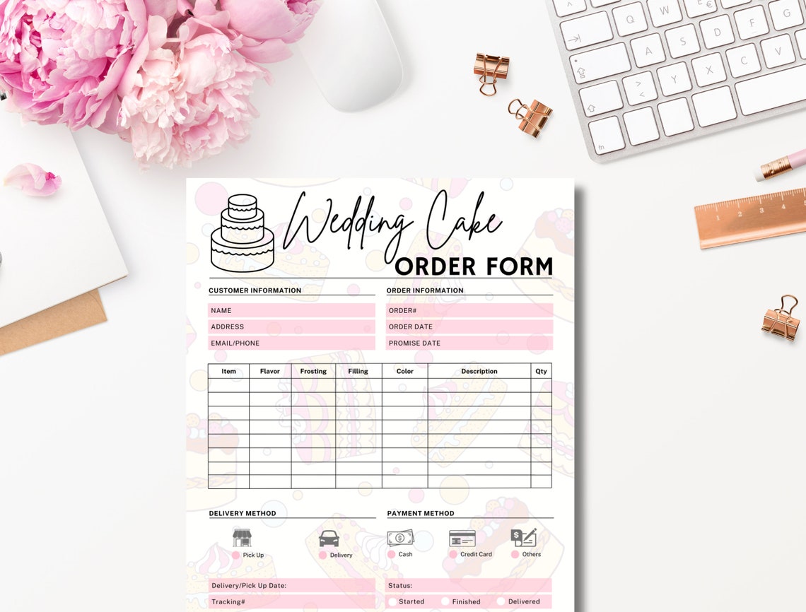 Wedding Cake Order Form Printable Wedding Custom Cake Order - Etsy