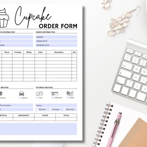 Cupcake Order Form Printable, Custom Cupcake Order Form, Order Form for ...