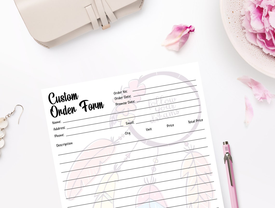 Custom Fillable Order Form | Order Form Template Printable | Order Form ...