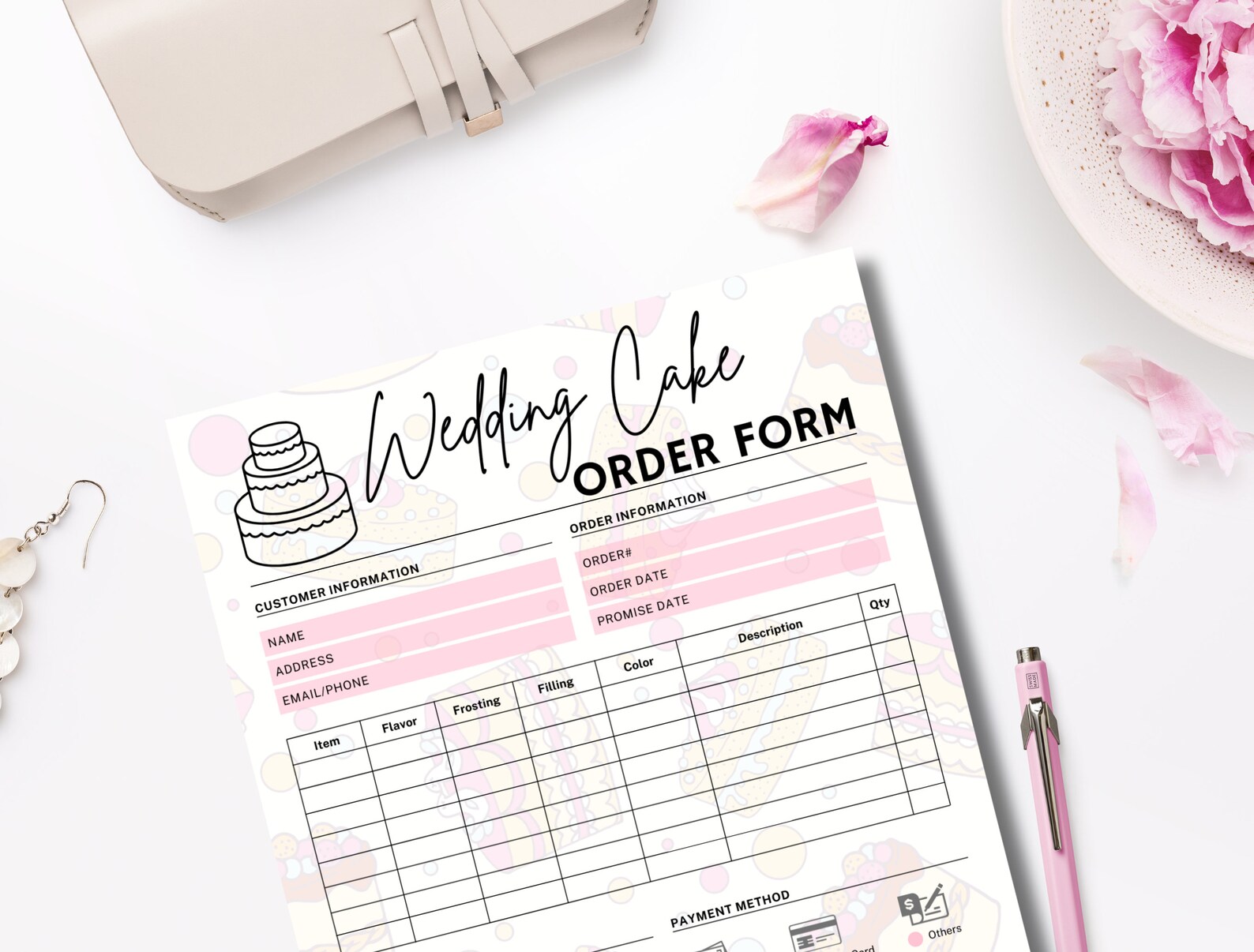 Wedding Cake Order Form Printable, Wedding Custom Cake Order Form ...
