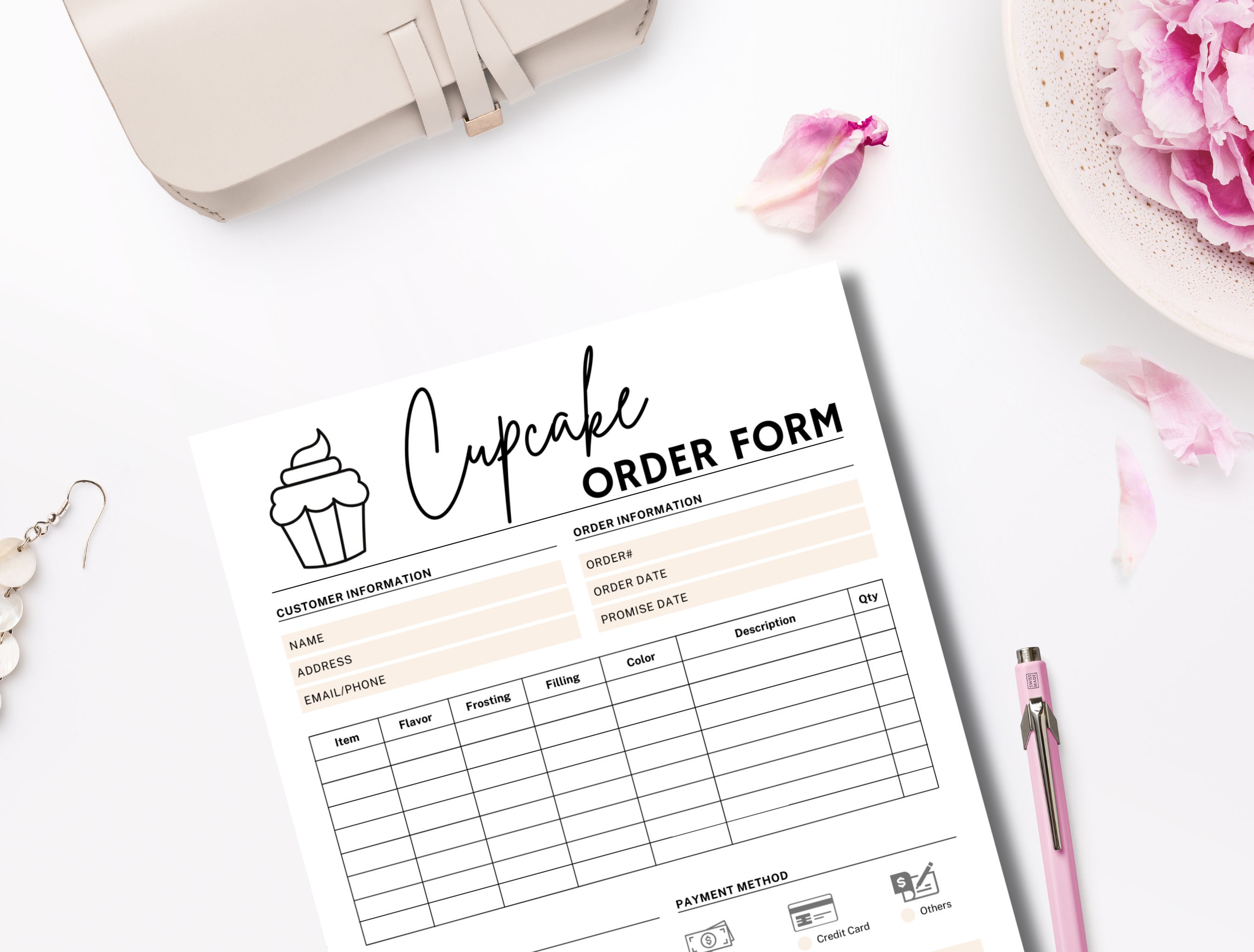 Cupcake Order Form Printable, Custom Cupcake Order Form, Order Form for ...