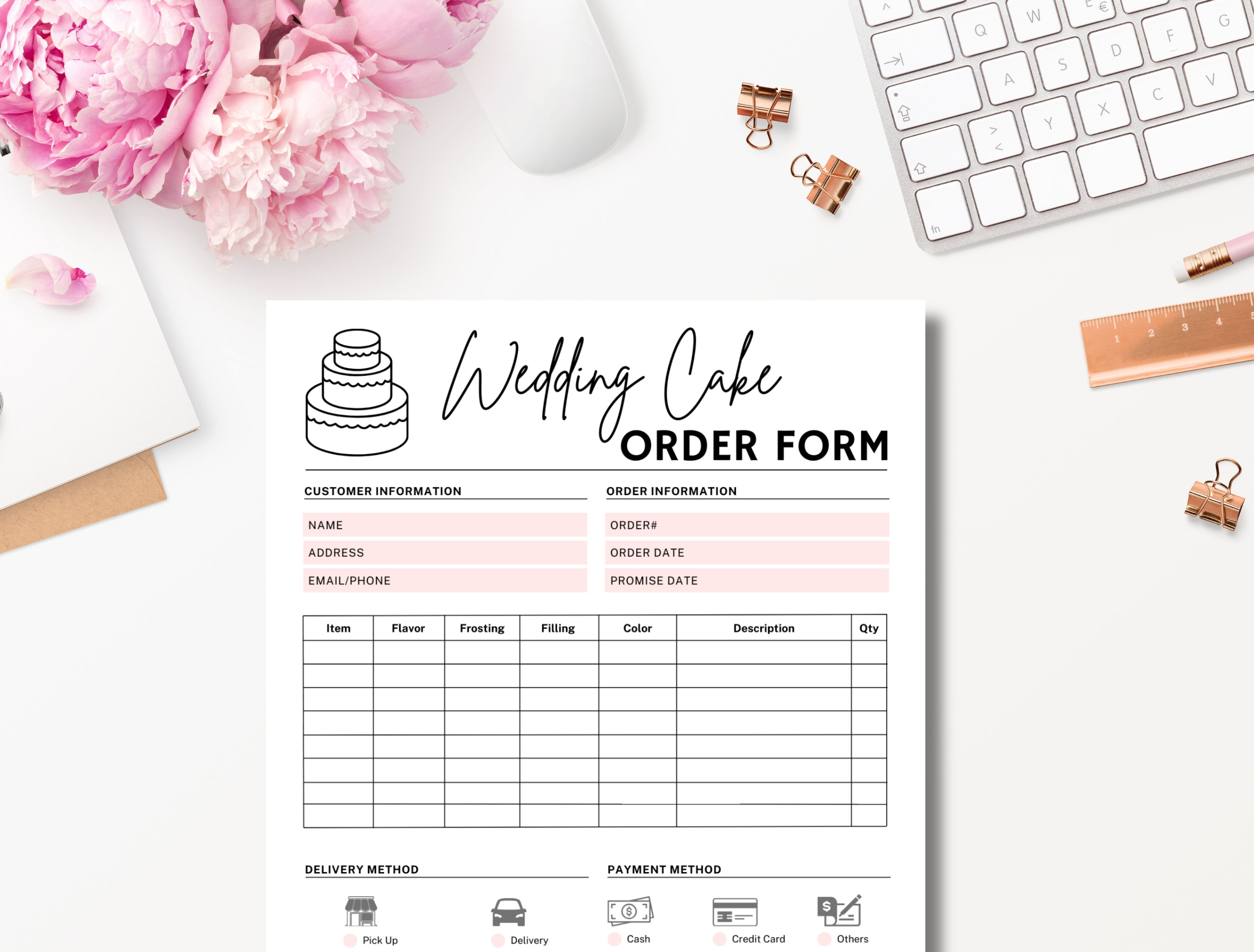 Wedding Cake Order Form Printable, Wedding Custom Cake Order Form ...
