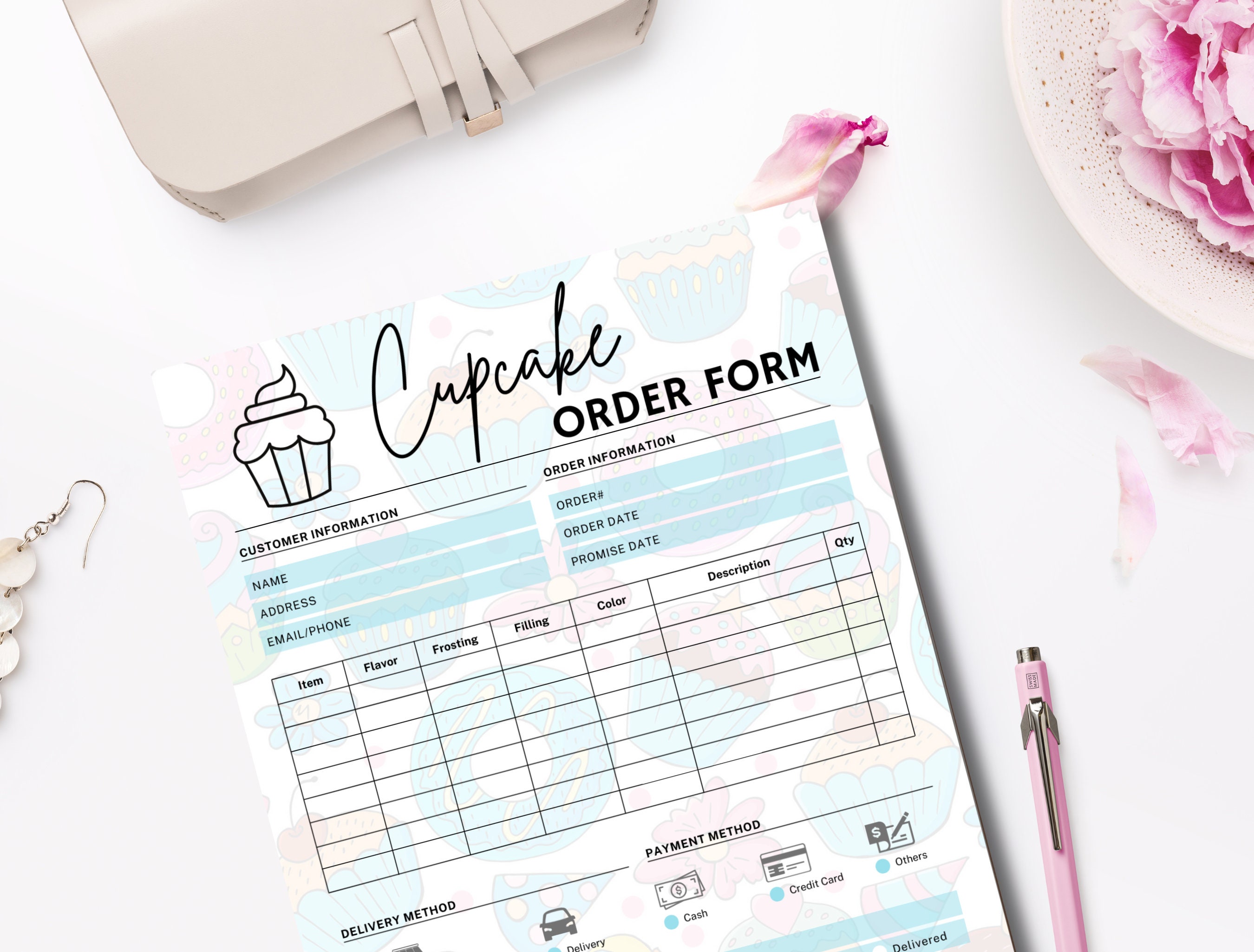 Cupcake Order Form Printable Custom Cupcake Order Form Order - Etsy