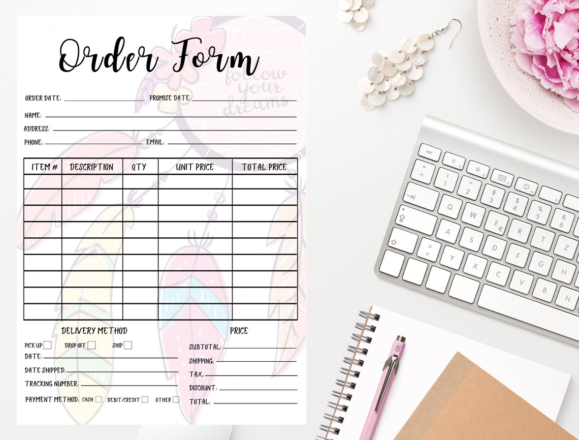 Order Form Template Printable | Custom Order Form | Order Form for ...