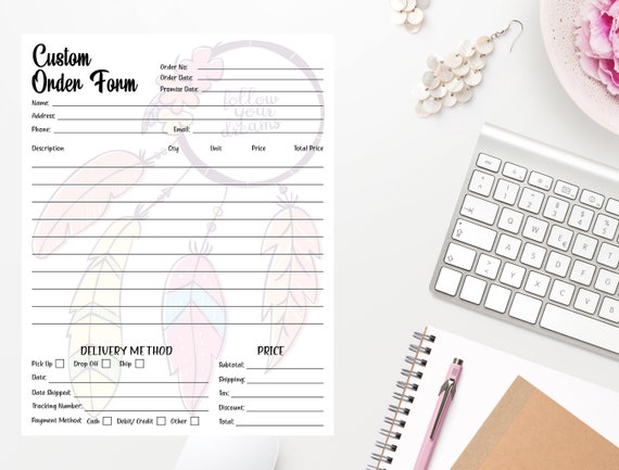 Custom Fillable Order Form Order Form Template Printable - Etsy