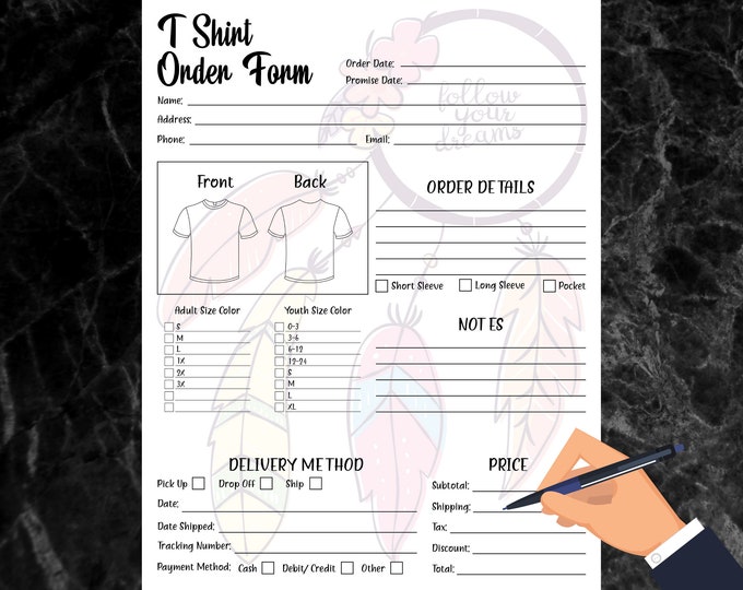 Hoodie Order Form Template Printable, Custom Hoodie Order Form, Order ...