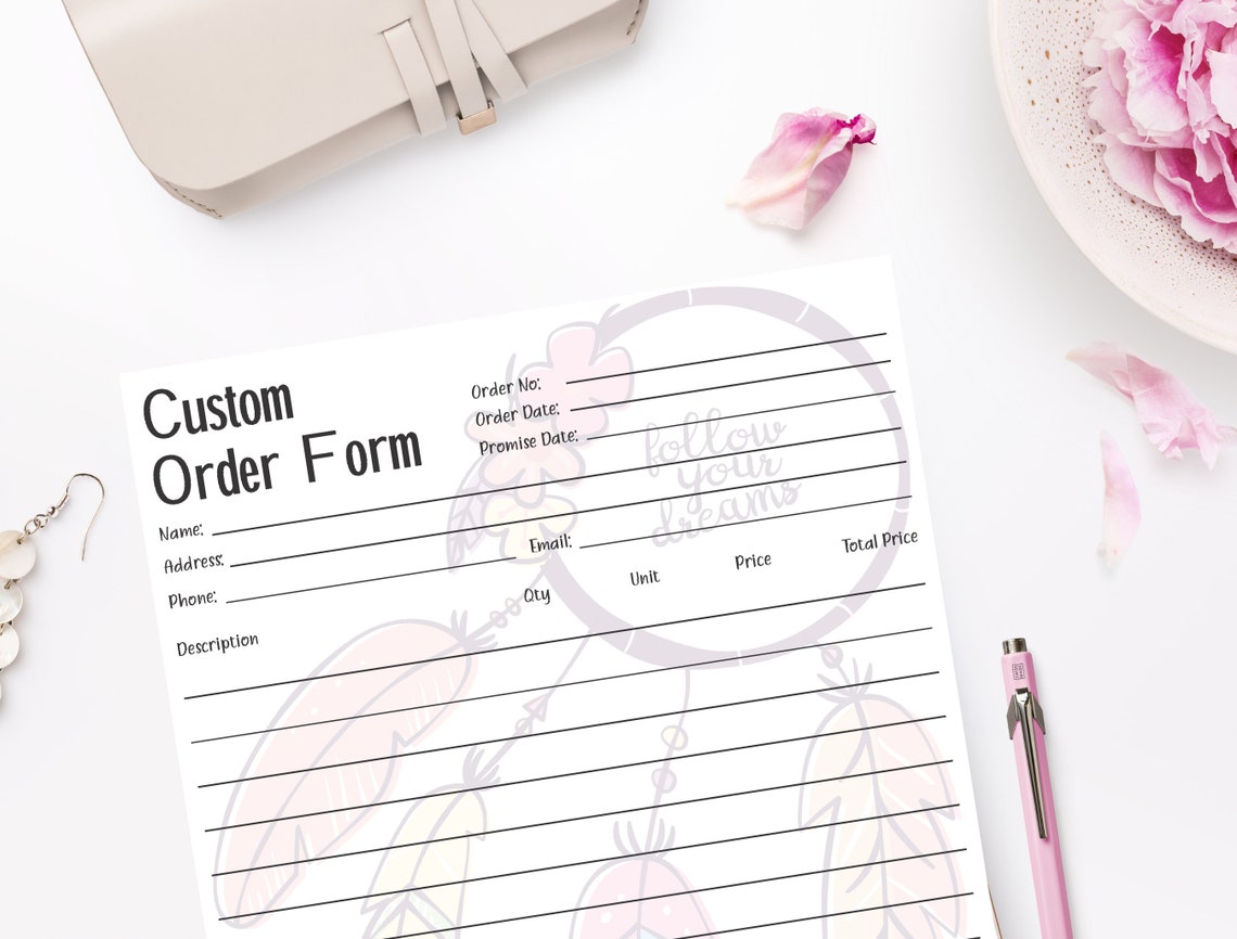 Custom Fillable Order Form | Order Form Printable | Order Form for ...