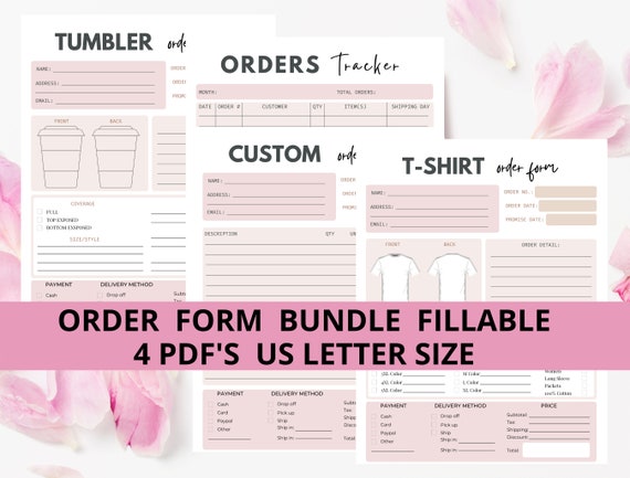 Fillable Order Form Bundle Tshirt Order Form Custom Order | Etsy