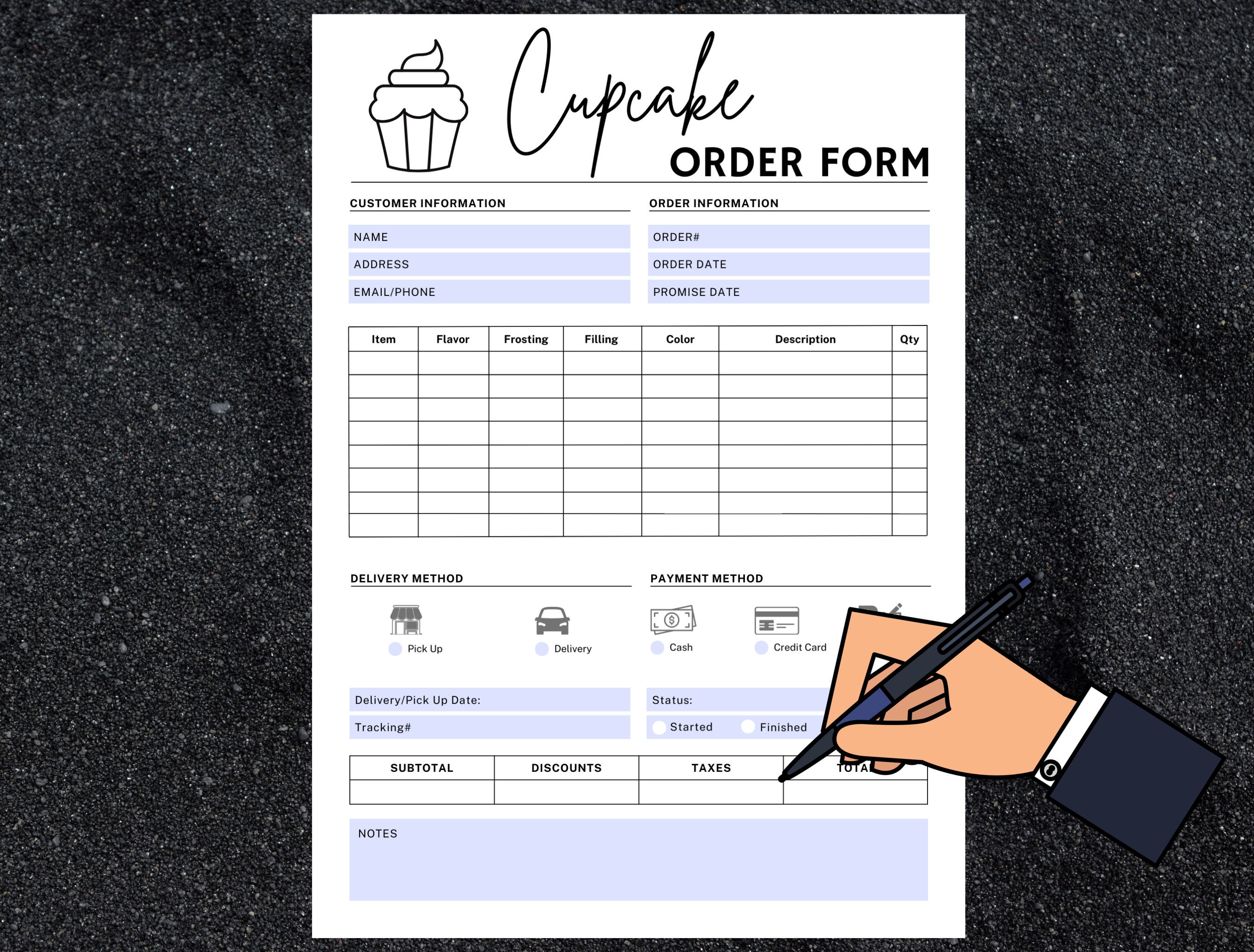 Cupcake Order Form Printable, Custom Cupcake Order Form, Order Form for ...