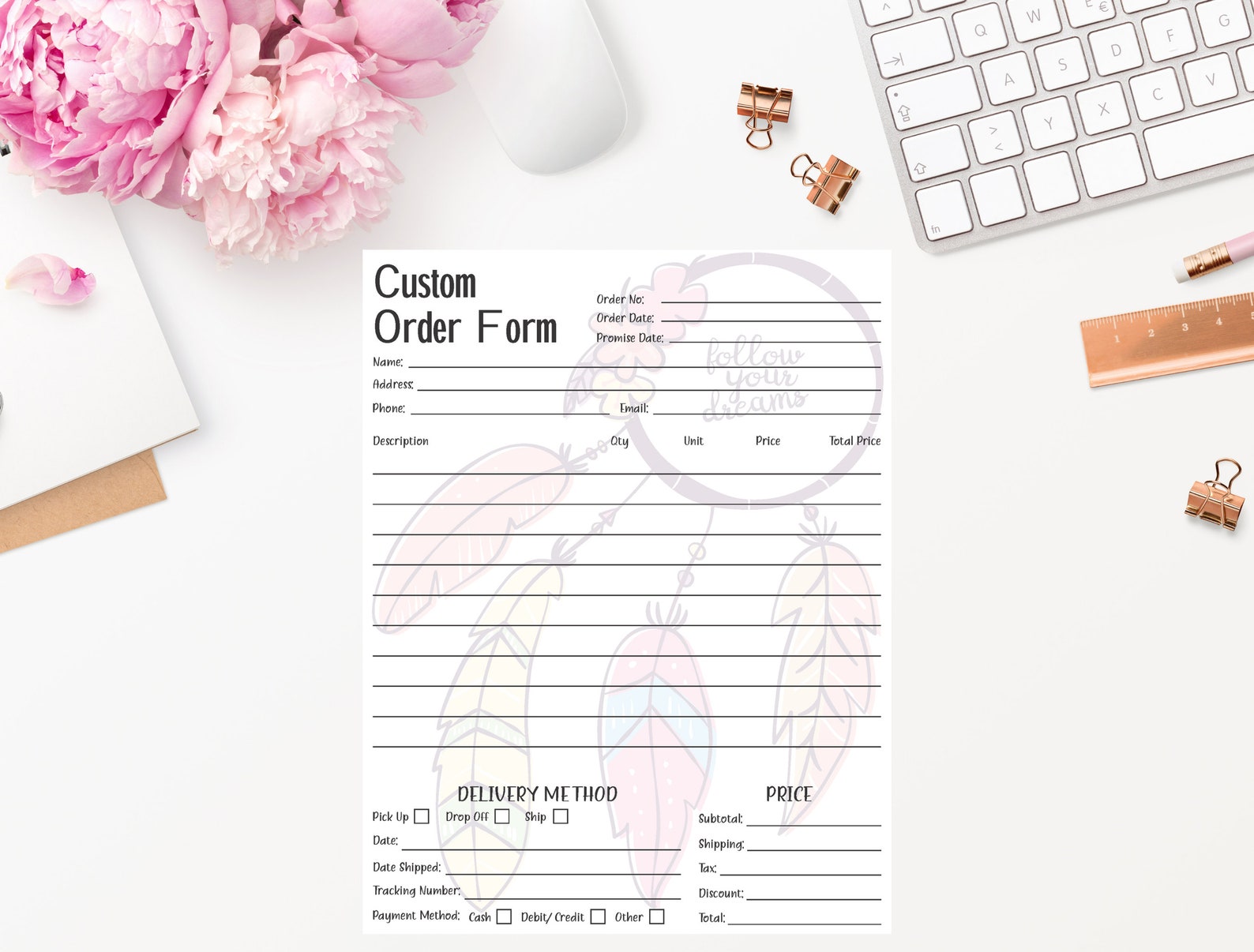 Custom Fillable Order Form | Order Form Printable | Order Form for ...