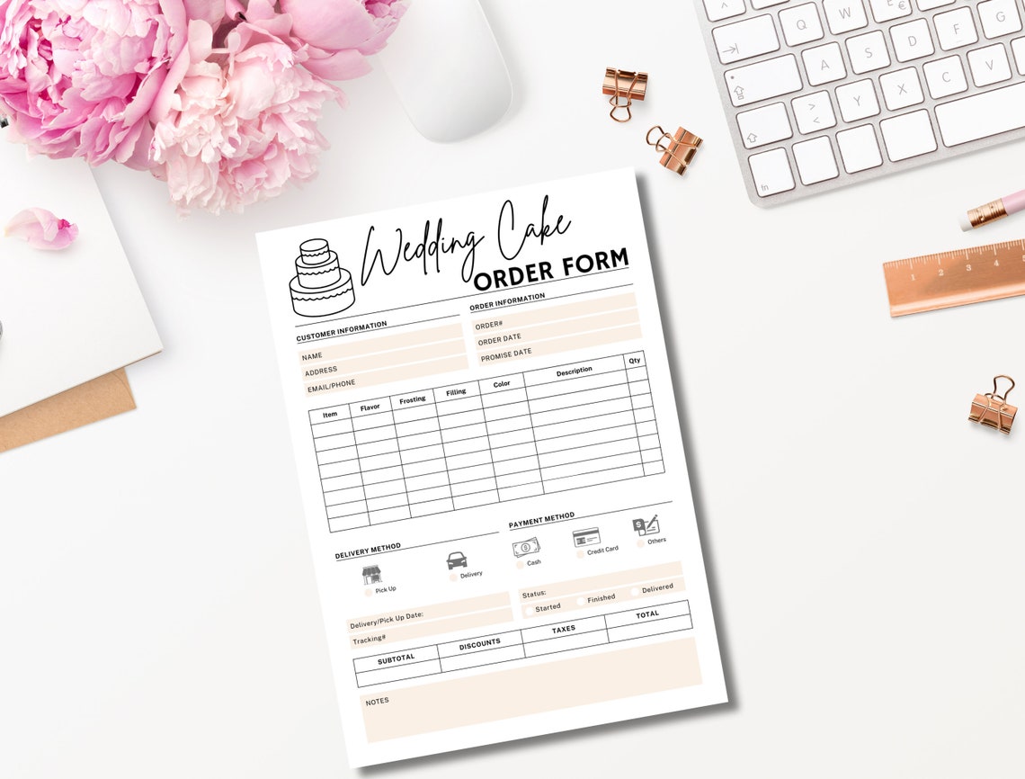 Wedding Cake Order Form Printable, Wedding Custom Cake Order Form ...
