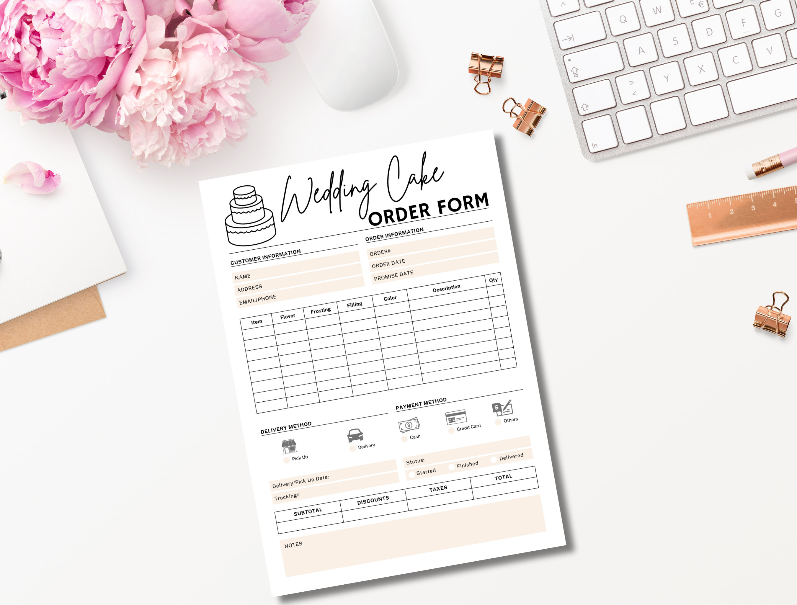 Wedding Cake Order Form Printable, Wedding Custom Cake Order Form ...