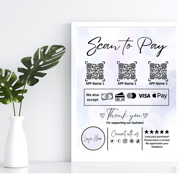Scan to Pay Printable Qr Code Template, Customer Qr Code Payment Sign ...