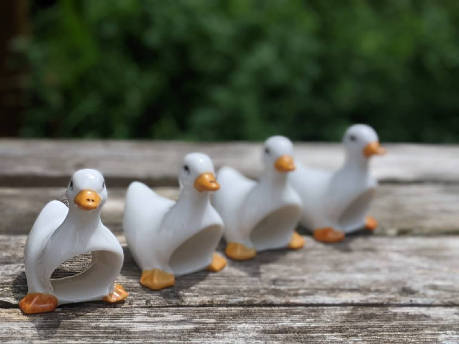 VINTAGE PORCELAIN Ducks NAPKIN Rings, Set of 4 | 60s Retro White Napkin ...