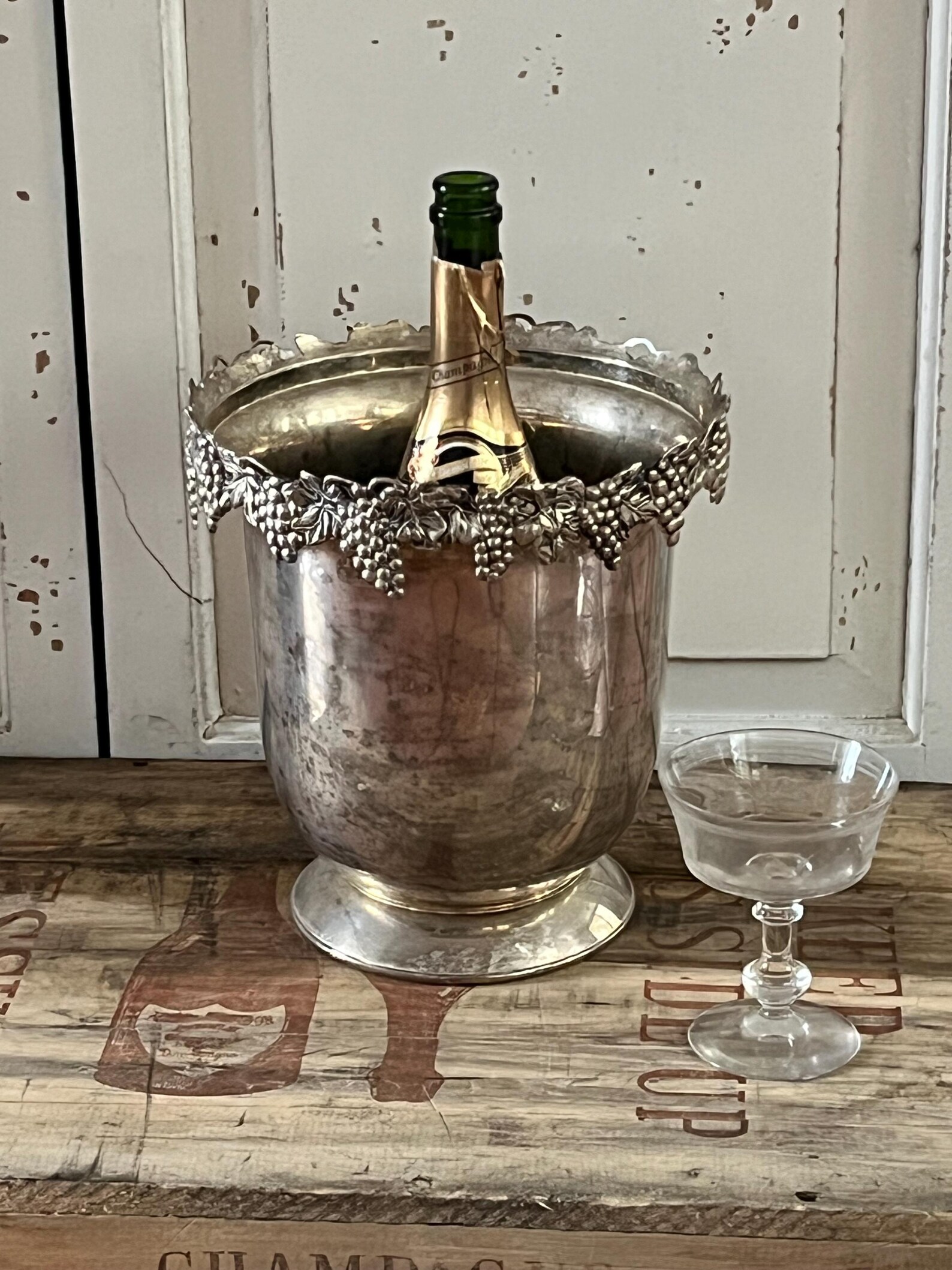 French Champagne Bucket by Silea. Features Grape and Vine Design in ...