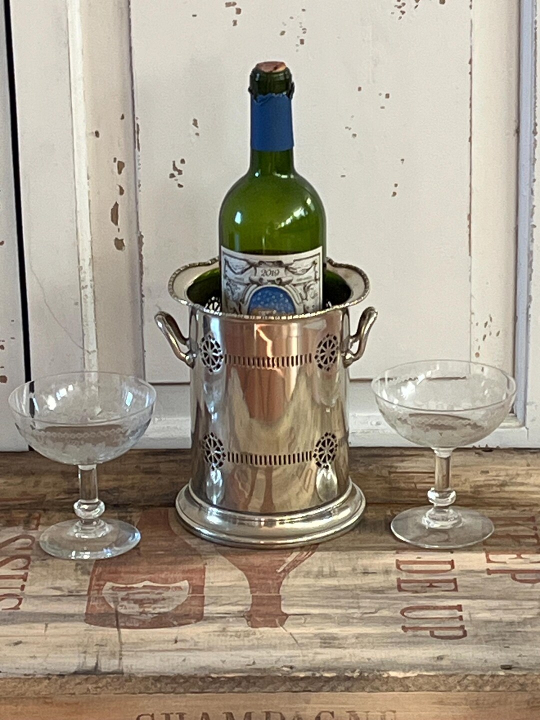 Antique Wine Holder. Silver Plated EP Bottle Presentation Holder ...
