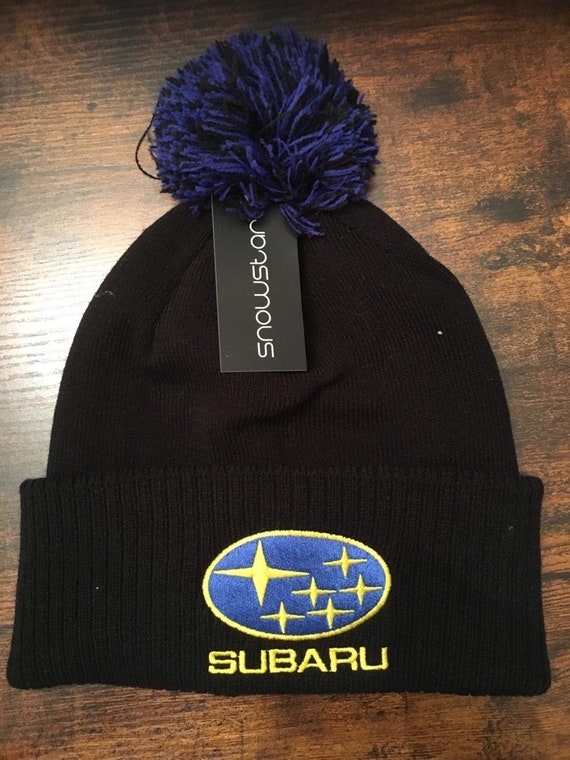 Subaru Inspired Retro Bobble Beanie Hat Inspired Motorcycles Festival Hats Winter hat Retro Hat Embroidered Bucket Hat