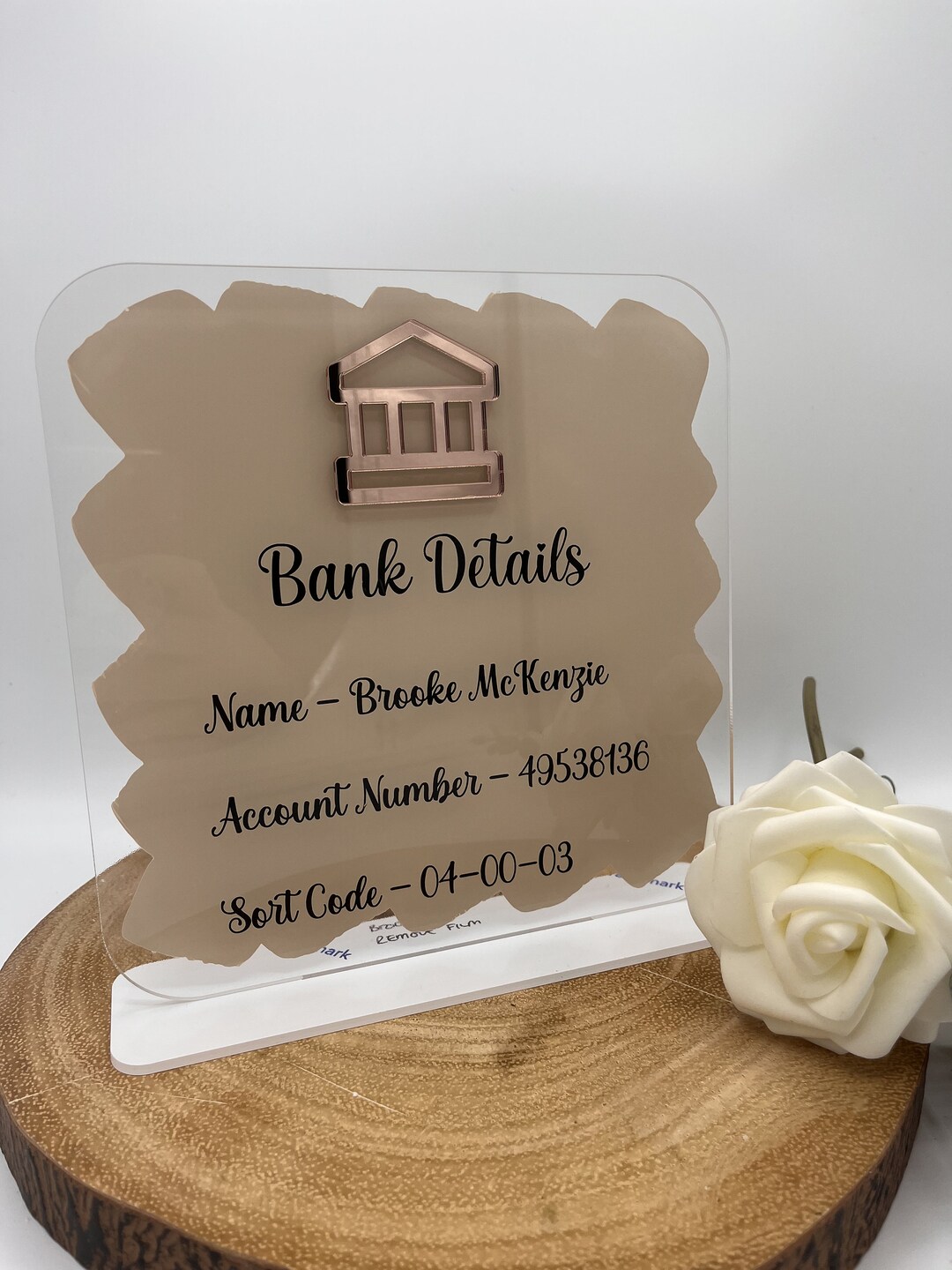 Personalised Bank Details Sign and Stand| Various Shapes| Mirror Icon ...