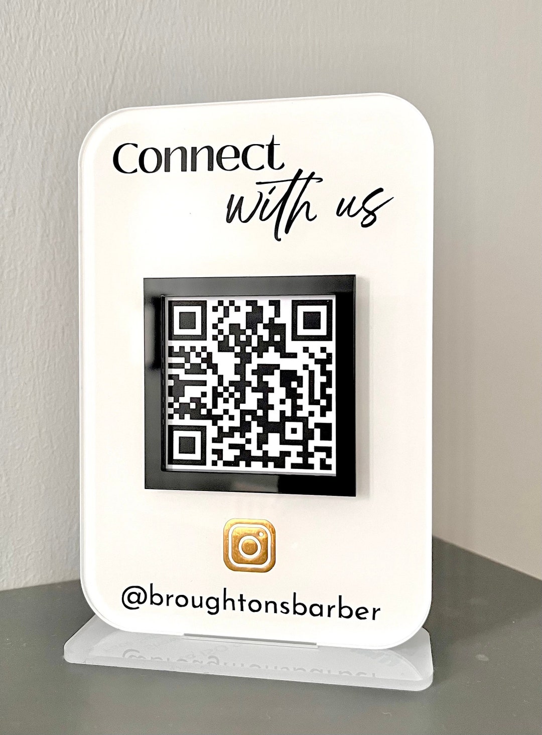 Mini Acrylic Single QR Code Business Social Media Sign & Stand | Salon ...