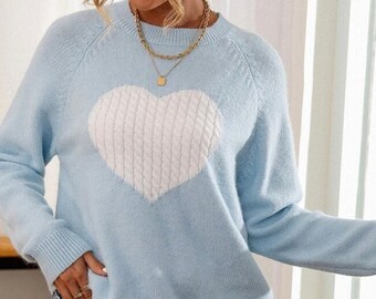 Red Heart Sweater | Etsy