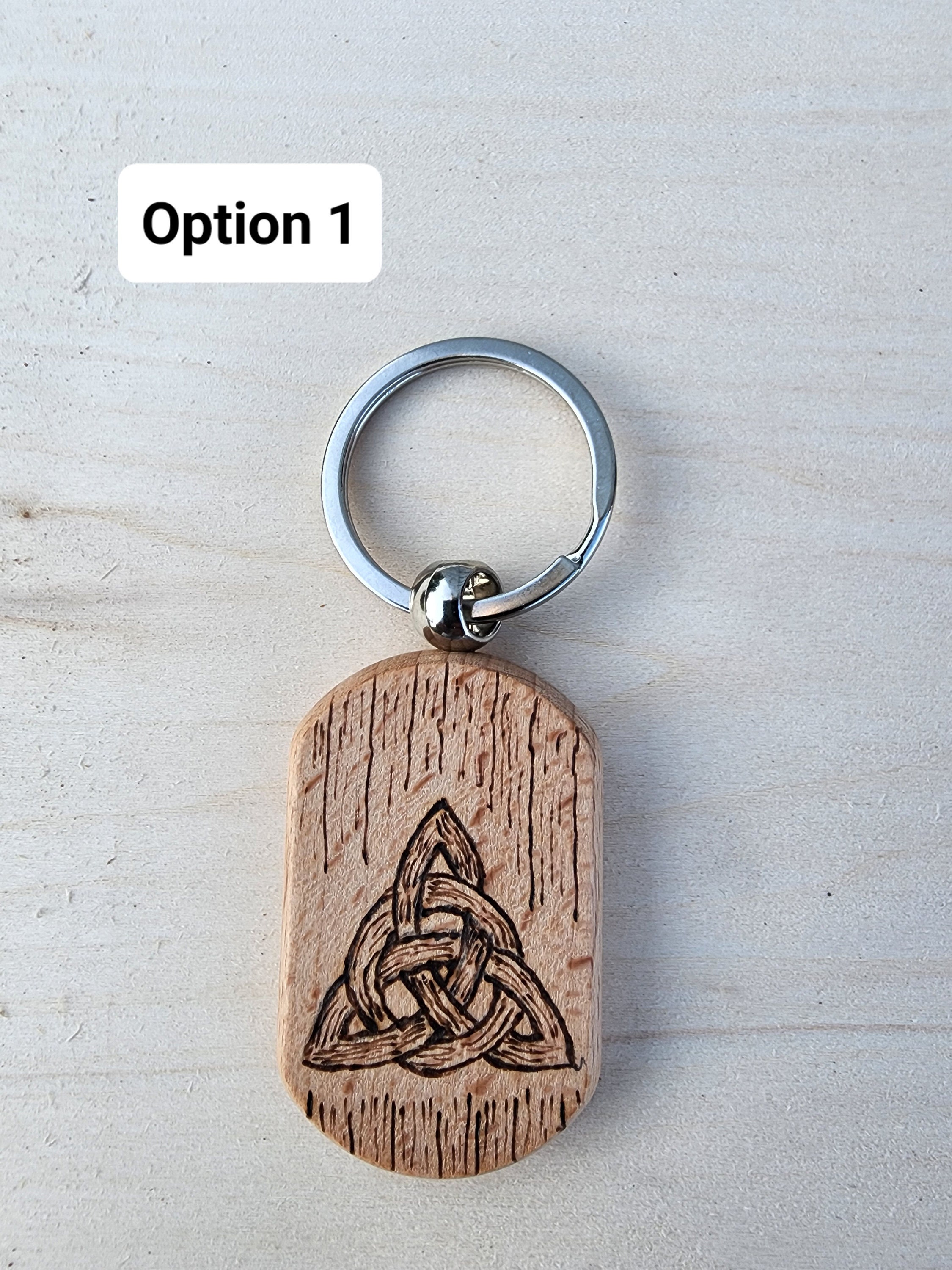 Handburned Celtic Inspired Wood Keychains Celtic Knots Tags Woodburned ...