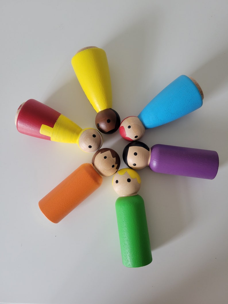 Large Multicultural Peg Doll Set. 3.5 Tall Peg Dolls. - Etsy