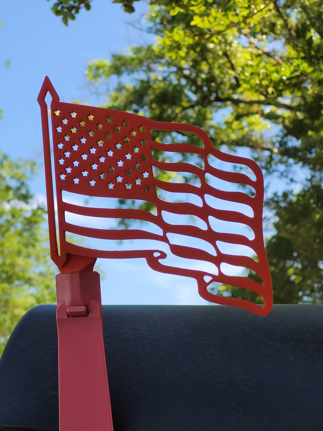 Wavy American 3D Printed Red Interchangeable Custom Mailbox Flag & Arm ...