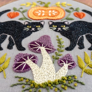 Halloween Cats Embroidery Pattern, Hand Embroidery PDF Pattern ...