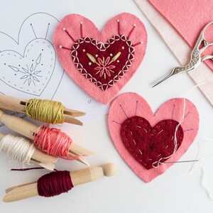 Embroidered Felt Hearts PDF Pattern, DIY Heart Ornaments, Valentines ...
