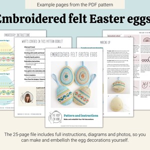 Embroidered Felt Easter Eggs, PDF Pattern, Easter Egg Ornaments Set, Easter Craft, Hand ...