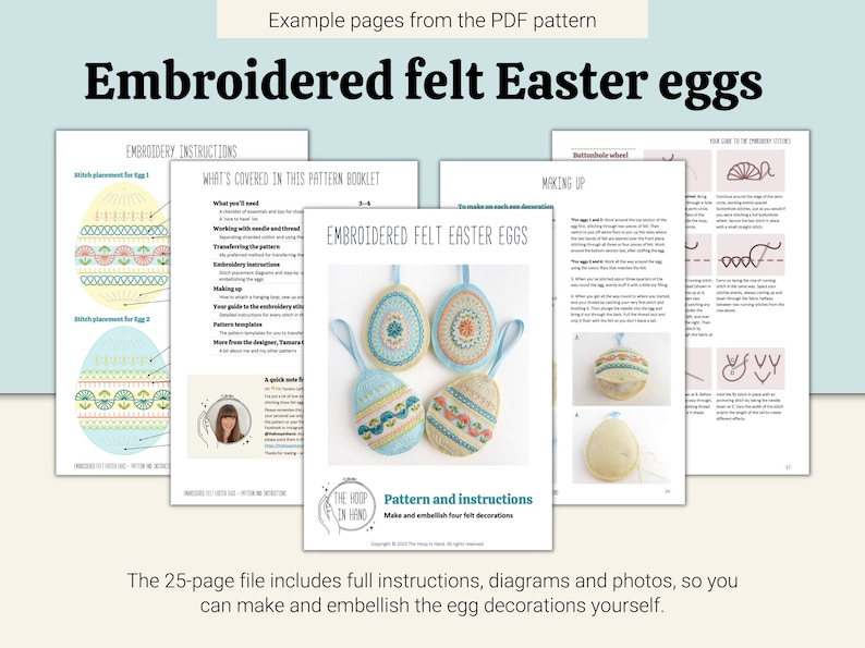 Embroidered Felt Easter Eggs PDF Pattern Easter Egg - Etsy