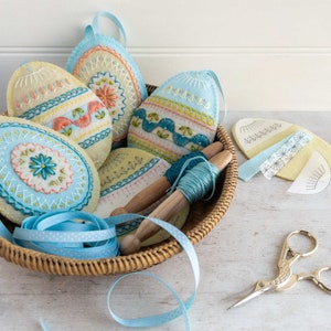 Embroidered Felt Easter Eggs, PDF Pattern, Easter Egg Ornaments Set, Easter Craft, Hand ...