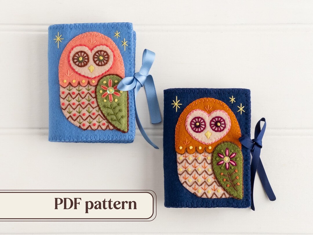 Embroidered Felt Owl Needle Book Pattern, Wool Felt Needle Case ...