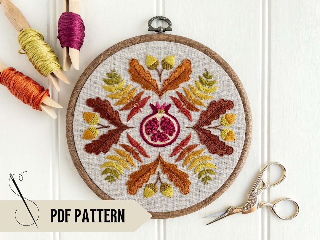 Autumn Hand Embroidery Pattern, Fall Sampler PDF Pattern, Embroidery ...