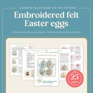 Embroidered Felt Easter Eggs, PDF Pattern, Easter Egg Ornaments Set, Easter Craft, Hand ...