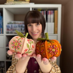 Felt Pumpkins Embroidery Pattern Bundle, DIY Wool Felt Ornaments or Pin ...