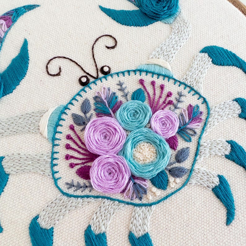 Cancer the Crab Hand Embroidery Pattern, Floral Zodiac Design, DIY 6 ...