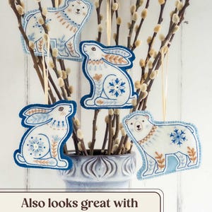 Felt Winter Hares Embroidery Pattern, Moongazing Hare Ornaments, Wool ...