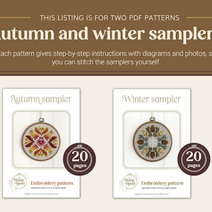 Autumn and Winter Embroidery Patterns, Fall and Winter Samplers, Four ...