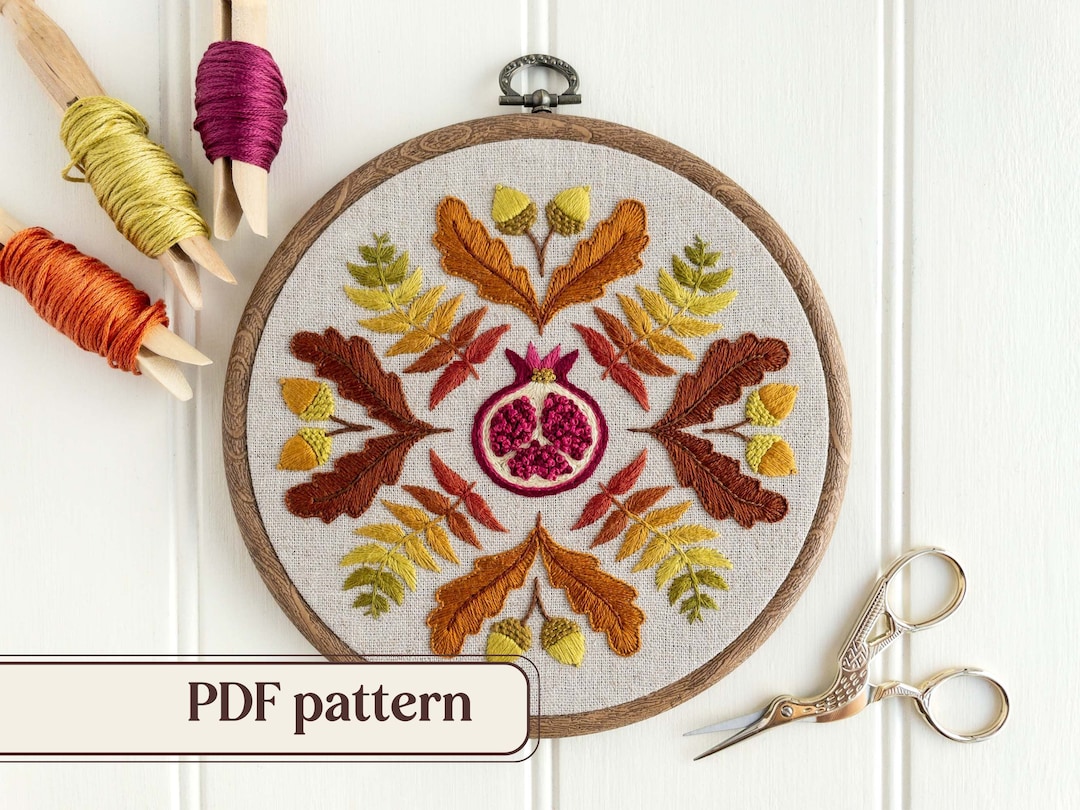 Autumn Hand Embroidery Pattern, Fall Sampler PDF Pattern, Embroidery ...