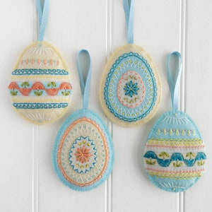 Embroidered Felt Easter Eggs, PDF Pattern, Easter Egg Ornaments Set, Easter Craft, Hand ...