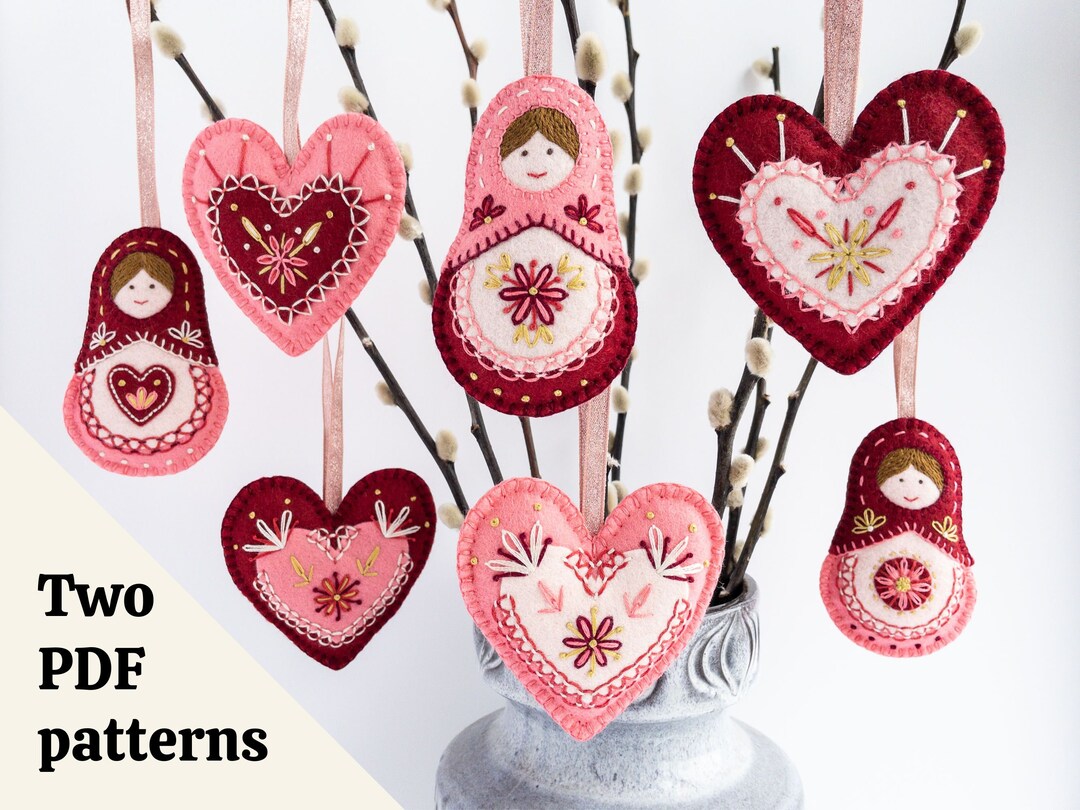 Felt Hearts and Matryoshka Dolls Pattern Bundle DIY Felt - Etsy