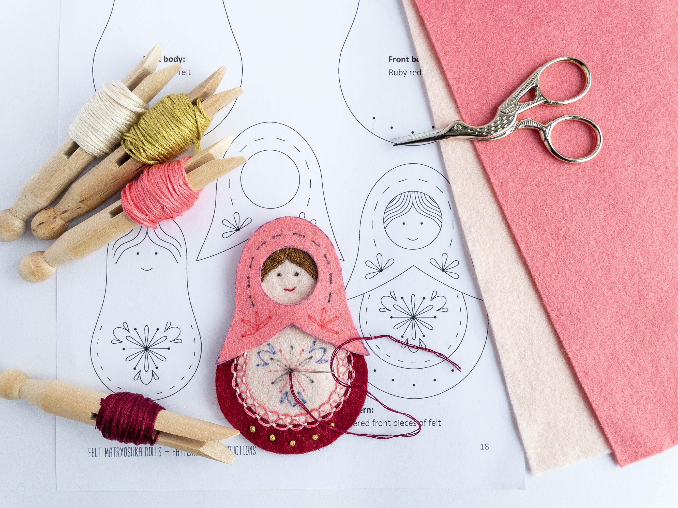 Patrón de muñecas Matryoshka de fieltro adornos DIY de San - Etsy México