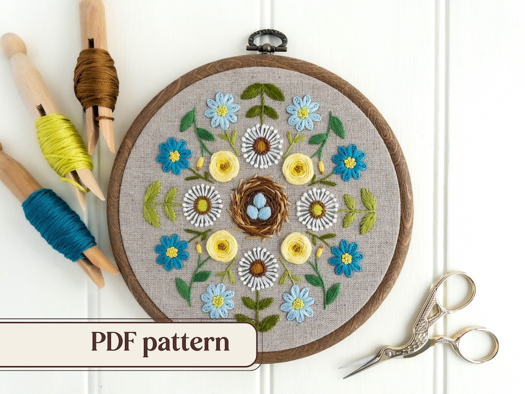 Spring Sampler Embroidery Pattern, Floral Hand Embroidery, Spring ...
