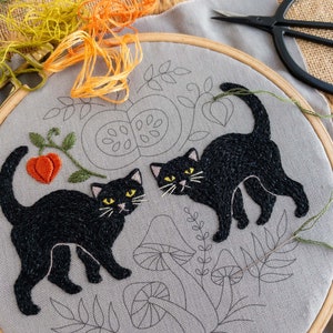 Halloween Cats Embroidery Pattern, Hand Embroidery PDF Pattern ...