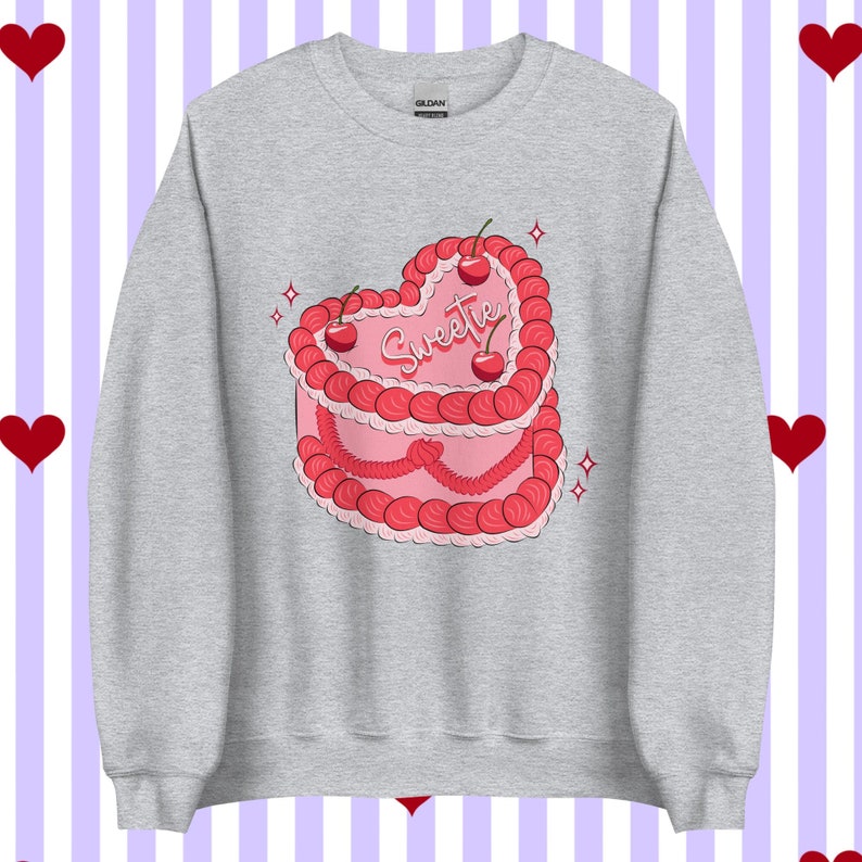 Valentine Sweetie Heart Cake Sweatshirt, Valentines Shirts for Women ...