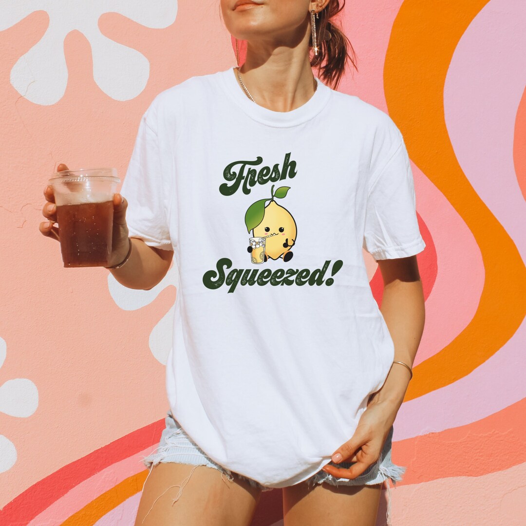 Fresh Squeezed Lemon T-shirt, Women's Trendy Graphic Tee, Summer T ...