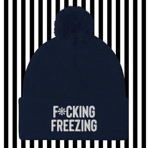 Embroidered Fcking Freezing Pom-pom Beanie, Winter Hat, Beanie, Pom Pom ...